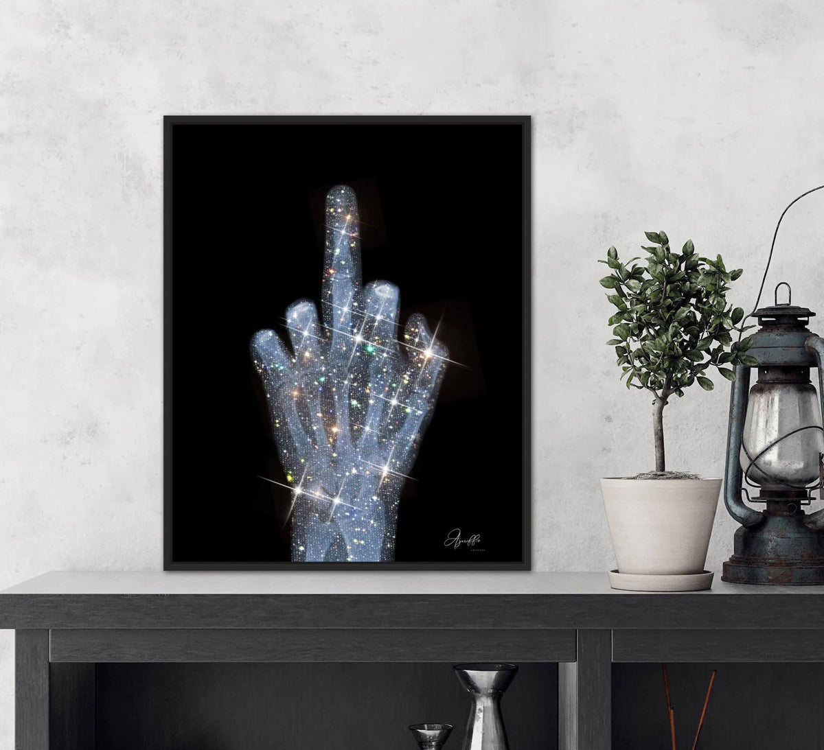Middle Finger Art with Crystals – Azaroffs